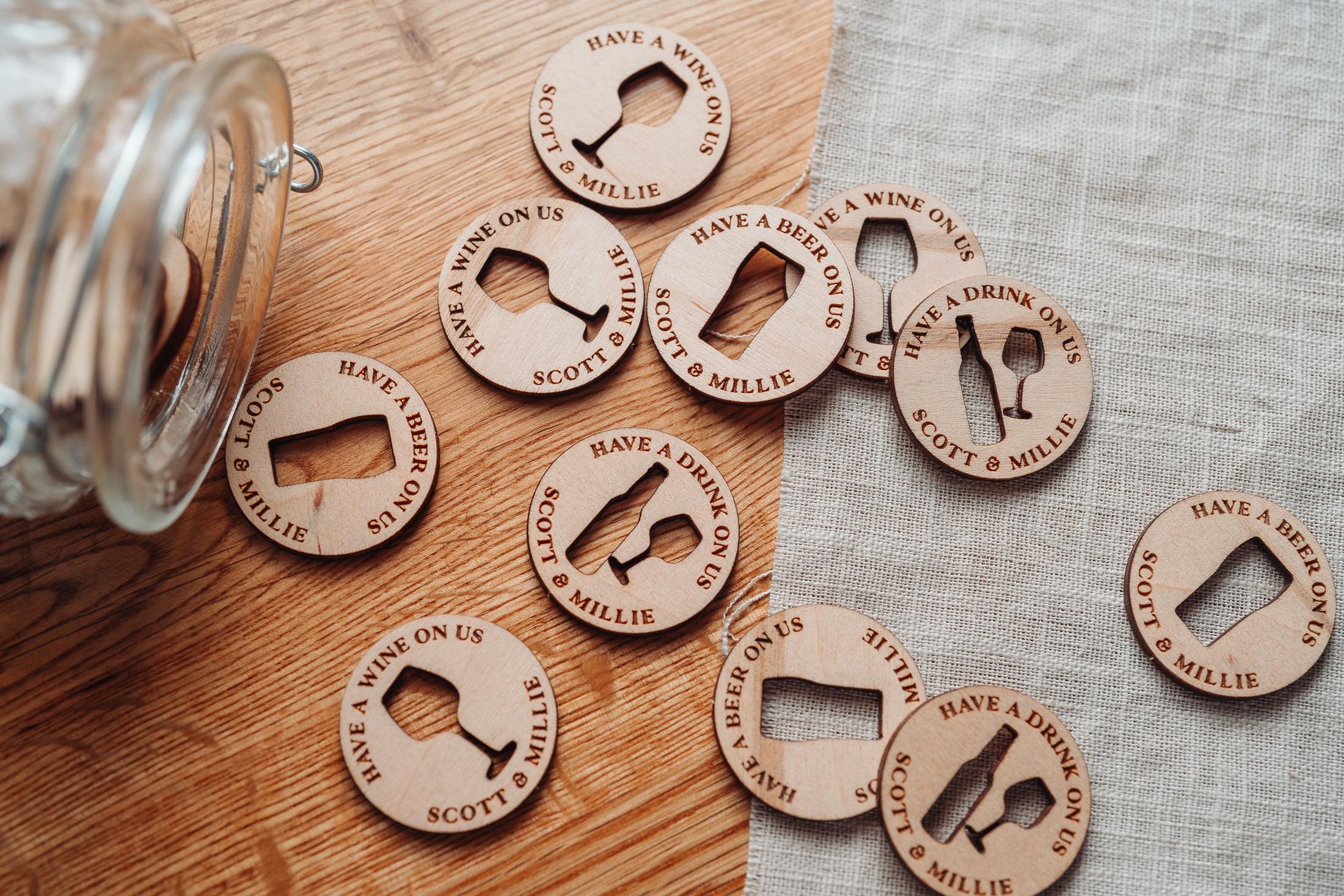 Cut Out Drink Tokens for Wedding & Parties | Personalised Drinks ...