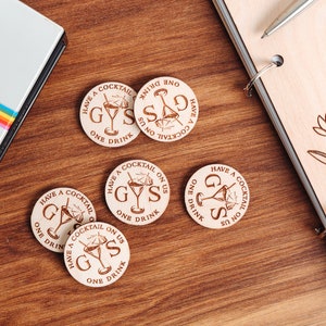 Wedding Drinks Tokens / Have a Cocktail on Us / Wedding Day Initials ...