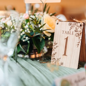 Flower Table Numbers Weddings | Wooden Wildflower Floral Place Numbers ...