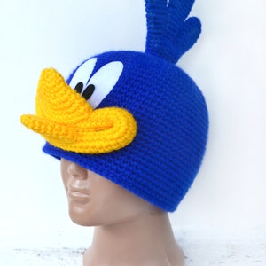 Road Runner Hat Crochet Vintage 90s Retro Cartoon Hat Bird Hat Beanie ...