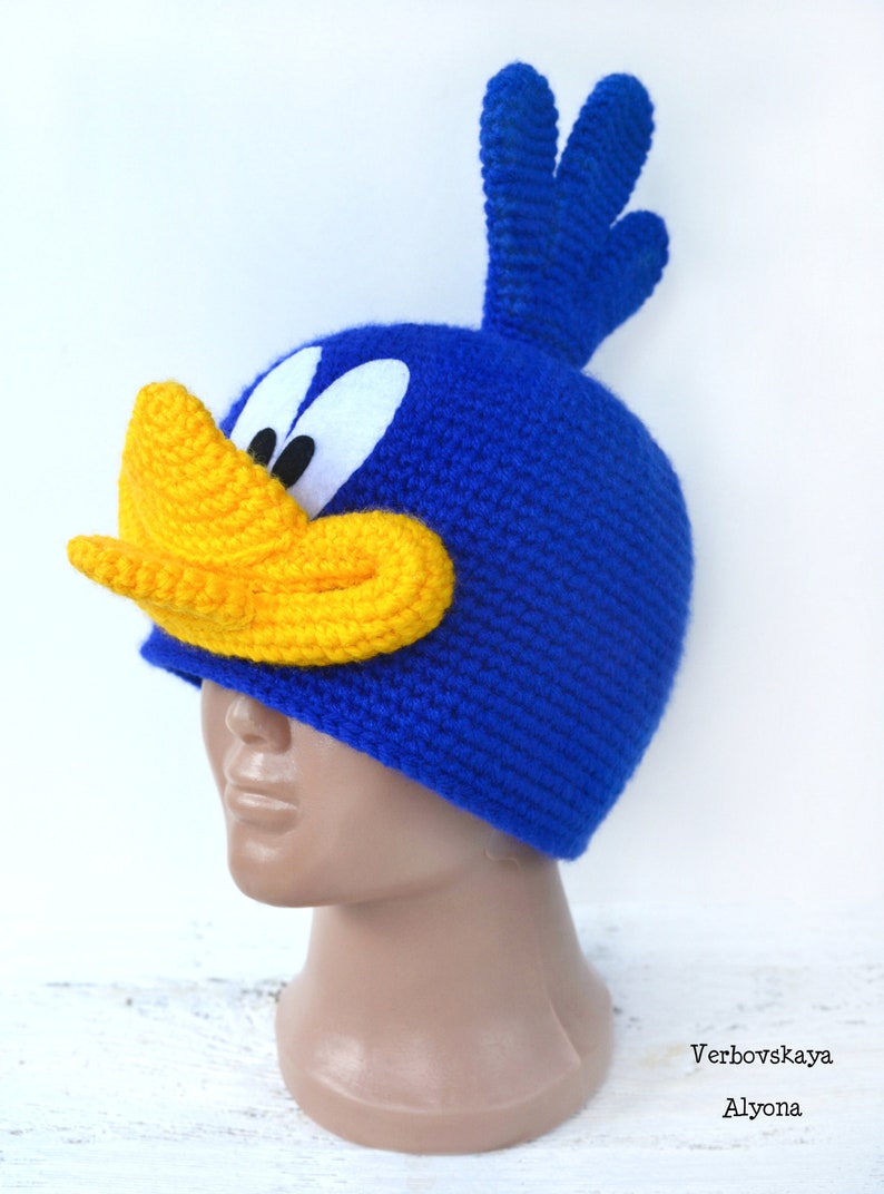 Road Runner Hat Crochet Vintage 90s Retro Cartoon Hat Bird Hat Beanie ...