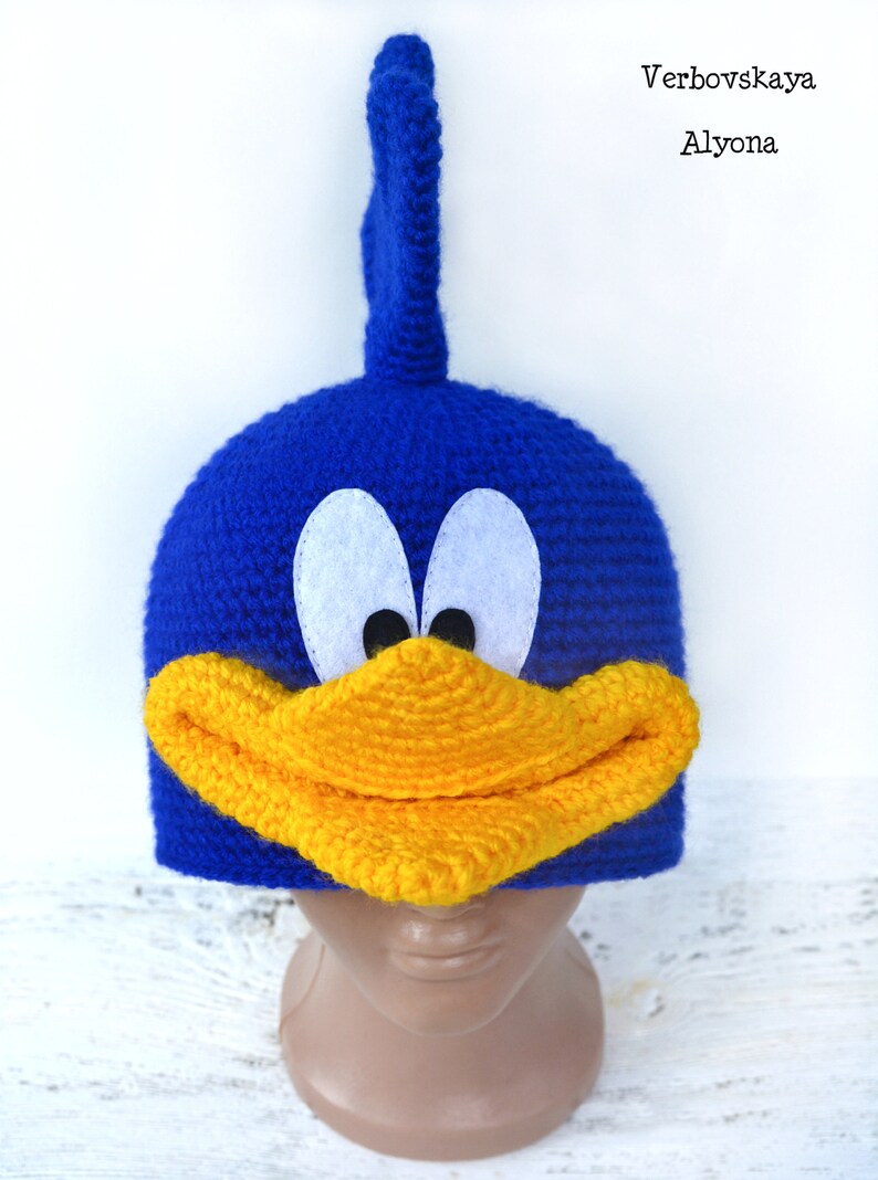 Road Runner Hat Crochet Vintage 90s Retro Cartoon Hat Bird Hat Beanie ...