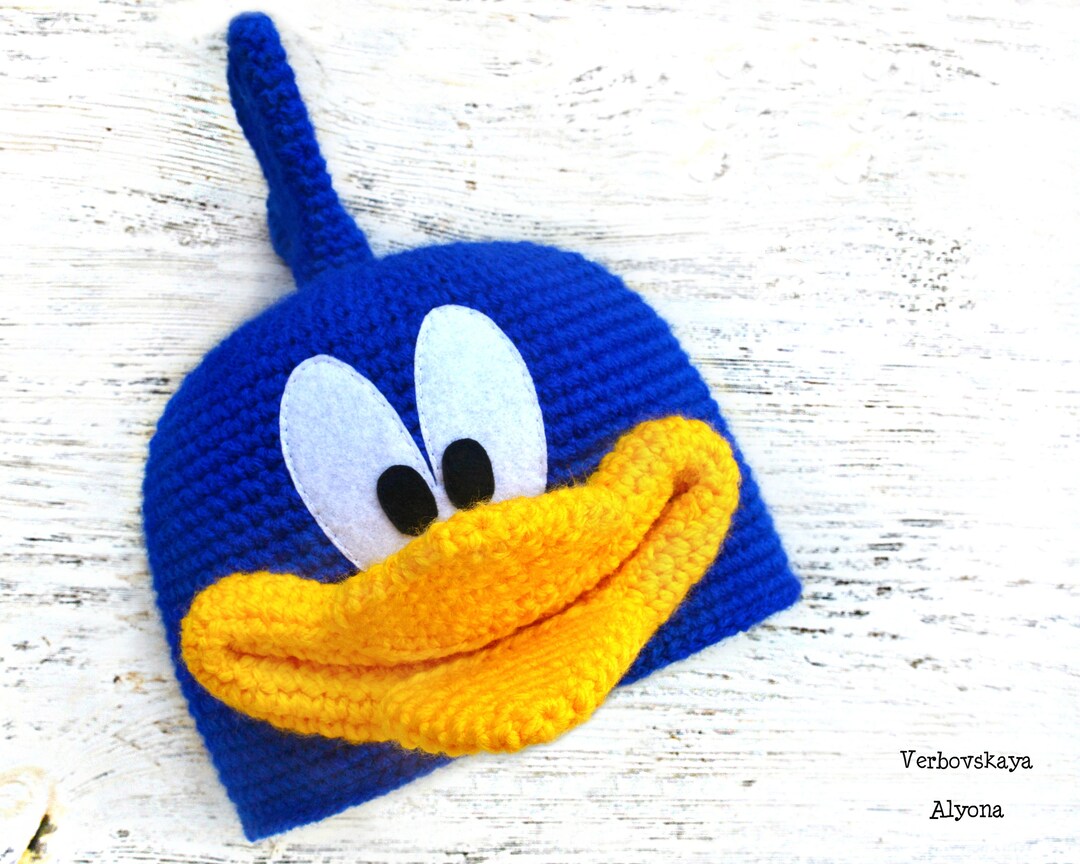 Road Runner Hat Crochet Vintage 90s Retro Cartoon Hat Bird Hat Beanie ...