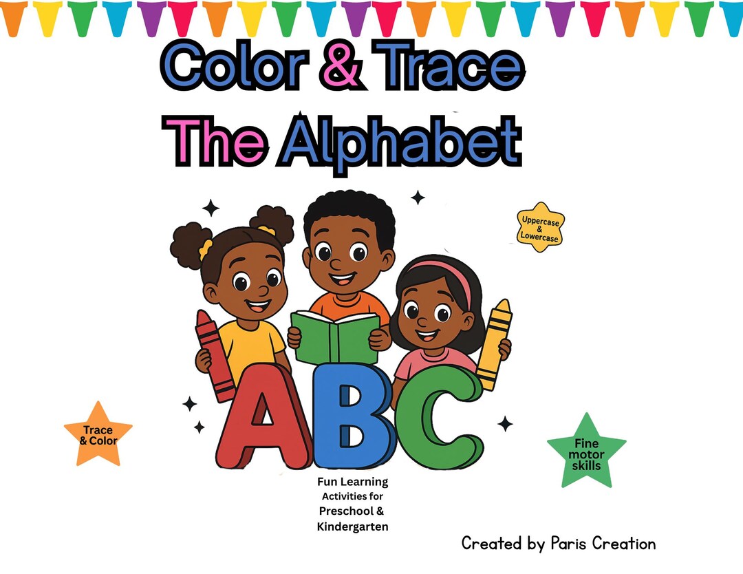 Color and Trace Activity Book for Kids Fun Preschool Homeschool ...