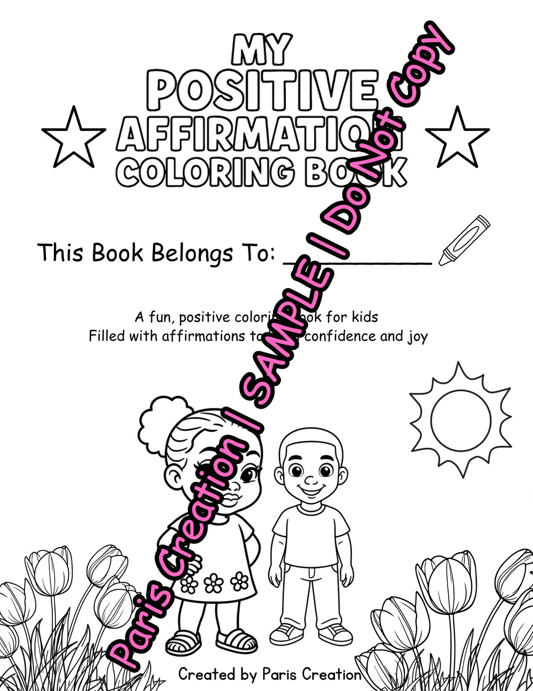 Positive Affirmation Coloring Book for Kids 15 Digital Pages Printable ...
