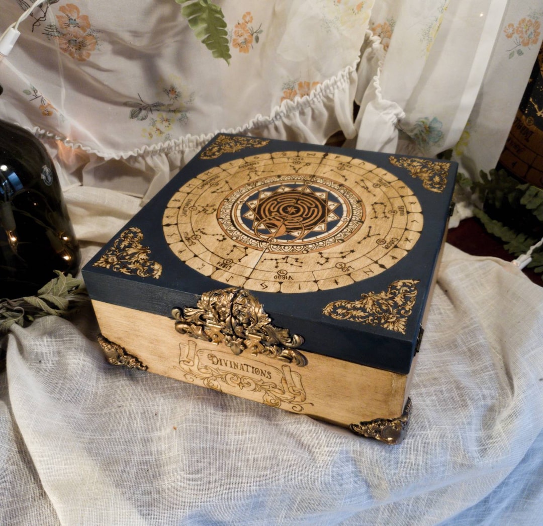 Tarot Divination Box Witch Box Hand-burned Wheel of the Year With ...