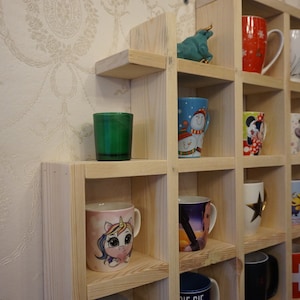 Handmade Solid Wood Cup Shelf Coffee Tea Mug Shelf, Cup Holder, Wall ...