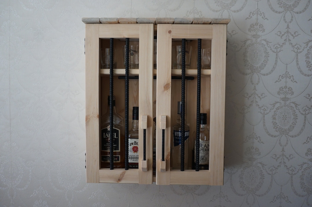 Wall Mounted Liquor Cabinet, Whisky Wall Bar Cabinet, Jail Whisky Bar ...