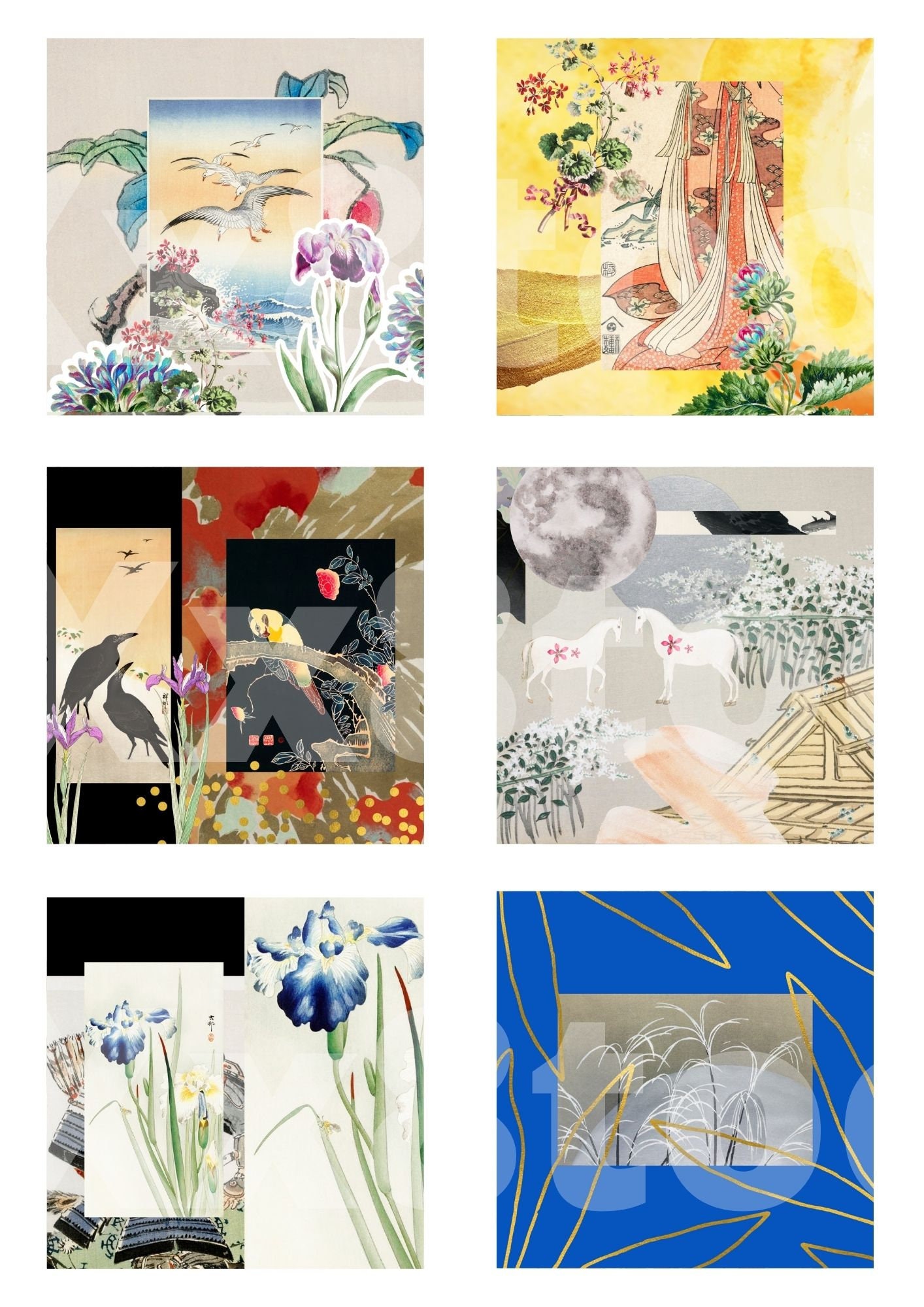 Printable Asian Vintage Digital Download Paper, Animals, Flowers ...