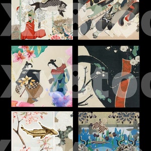 Printable Vintage Asian Digital Paper Collection Set, 20 Rare Designs ...