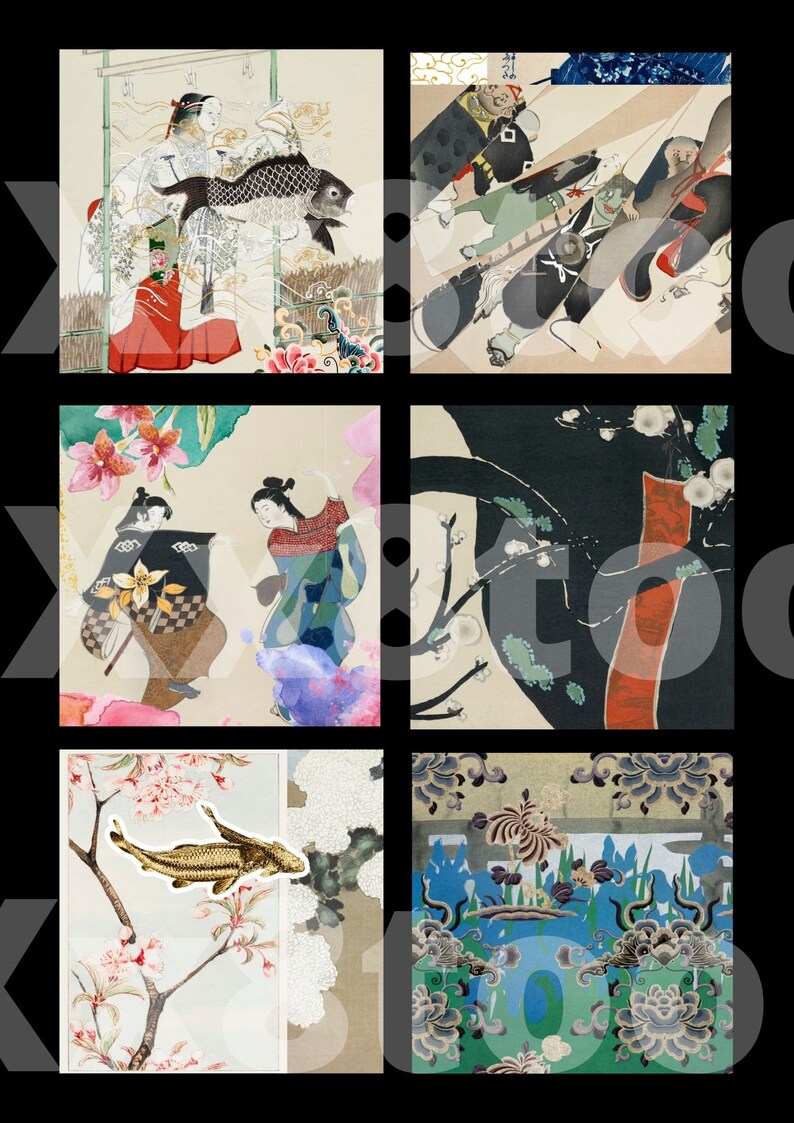 Printable Vintage Asian Digital Paper Collection Set, 20 Rare Designs ...