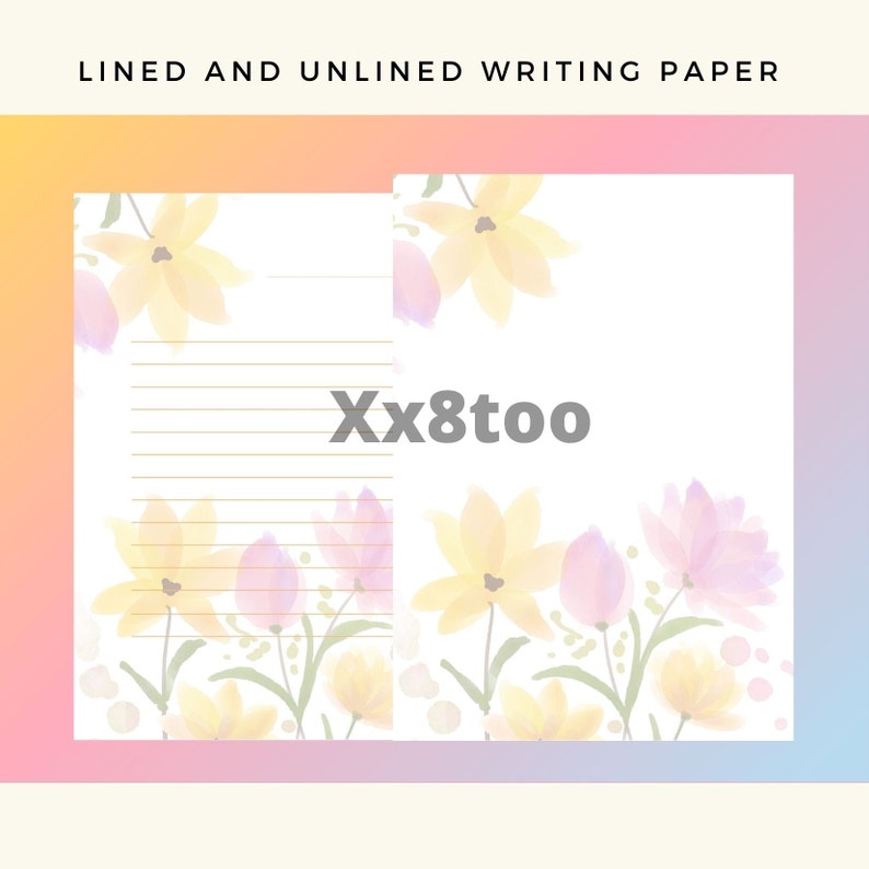 Lined Unlined Printable Stationery Paper, A4 Writing Paper, Digital ...