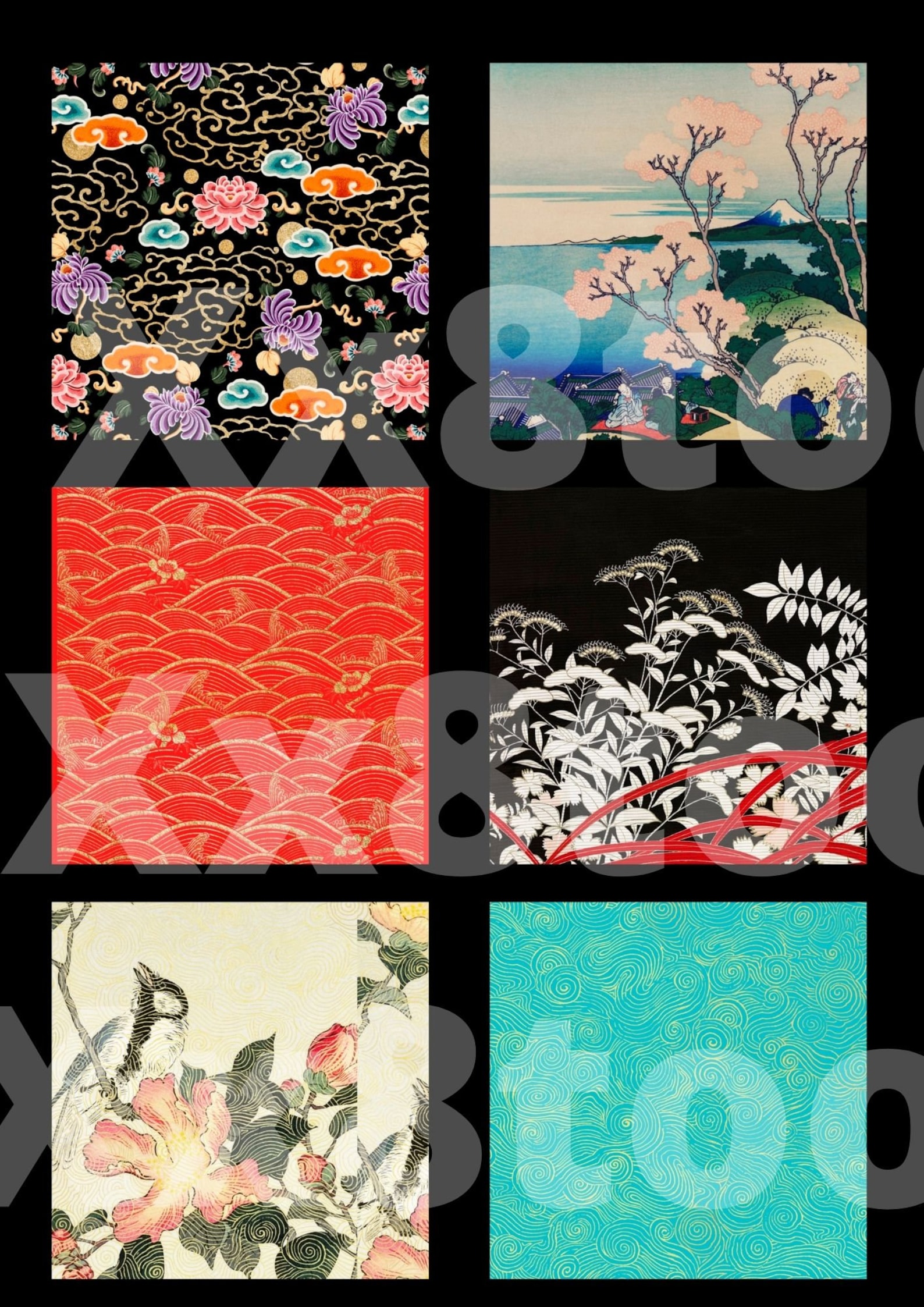 Printable Vintage Asian Digital Paper Collection Set, 20 Rare Designs ...
