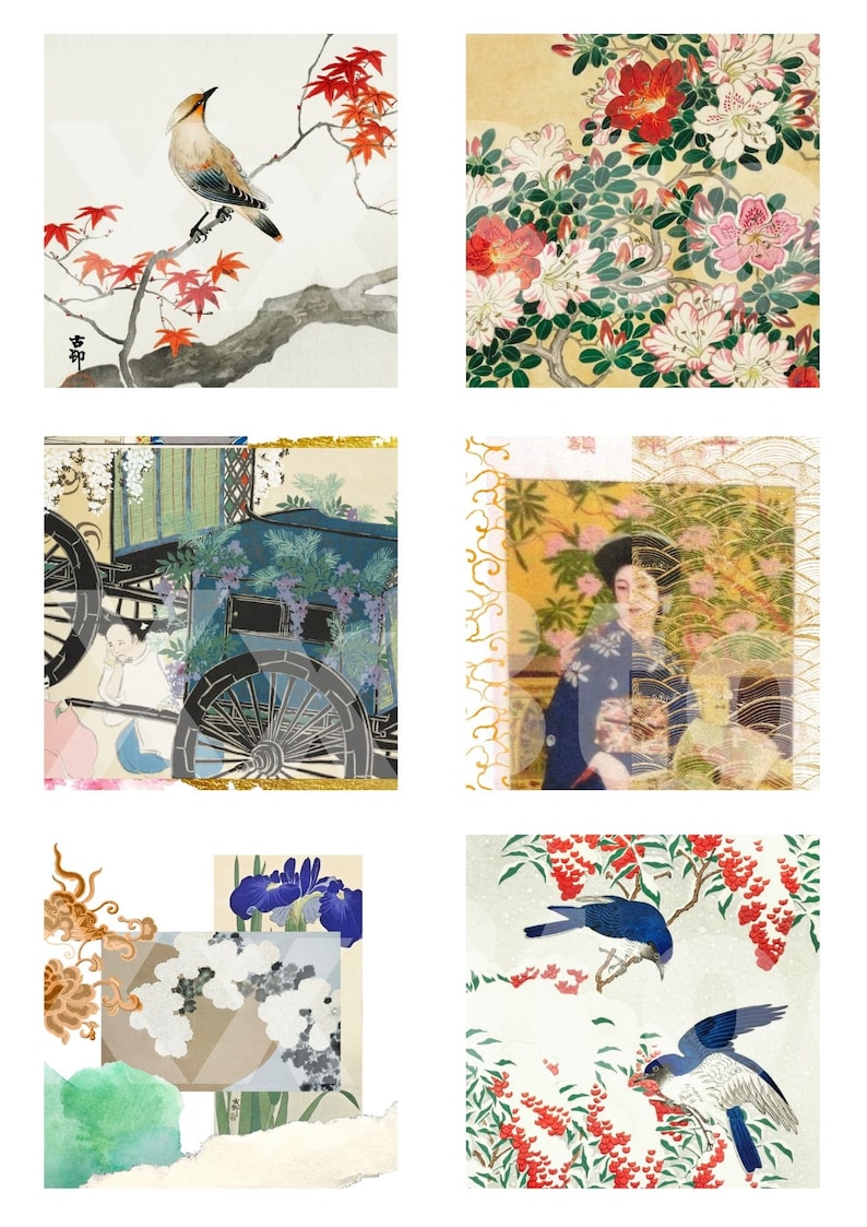 Printable Vintage Asian Digital Paper Collection Set, 20 Rare Designs ...
