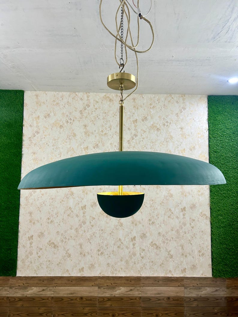 Mid Century Handcrafted Brass Pendant 3 Light Elegant Chandelier ...