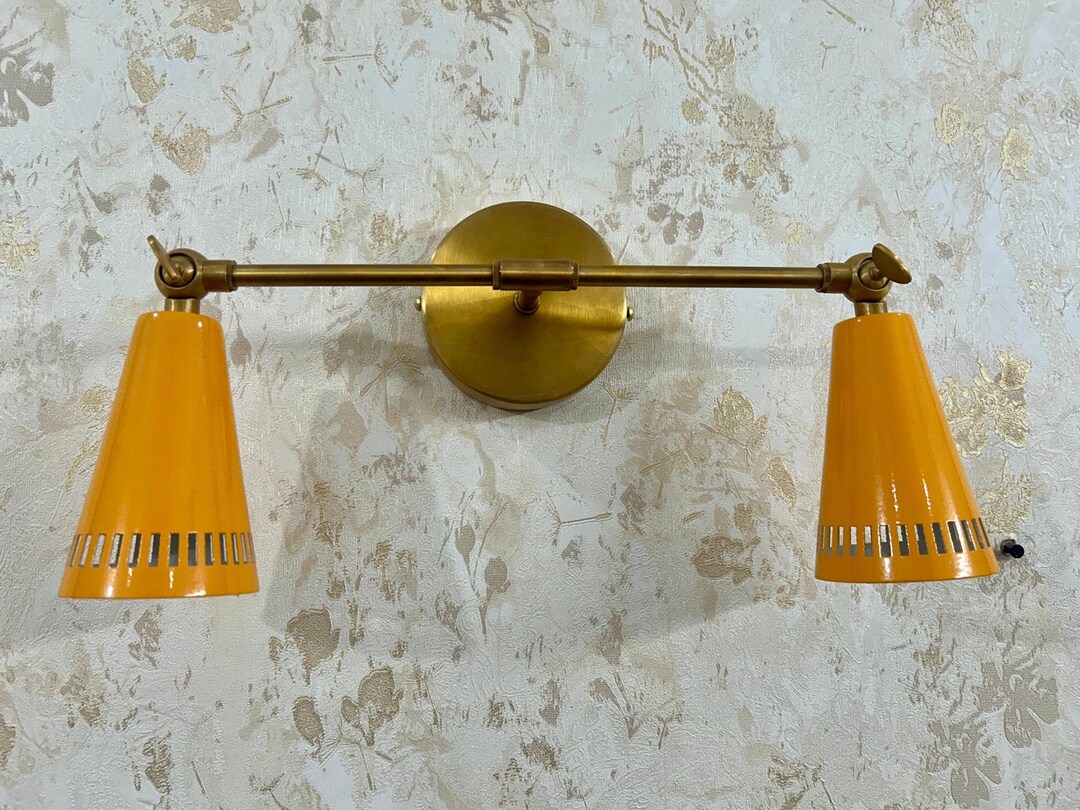 1950'S Mid Century Modern Brass Wall Sconce Italian Light Wall Fixture ...