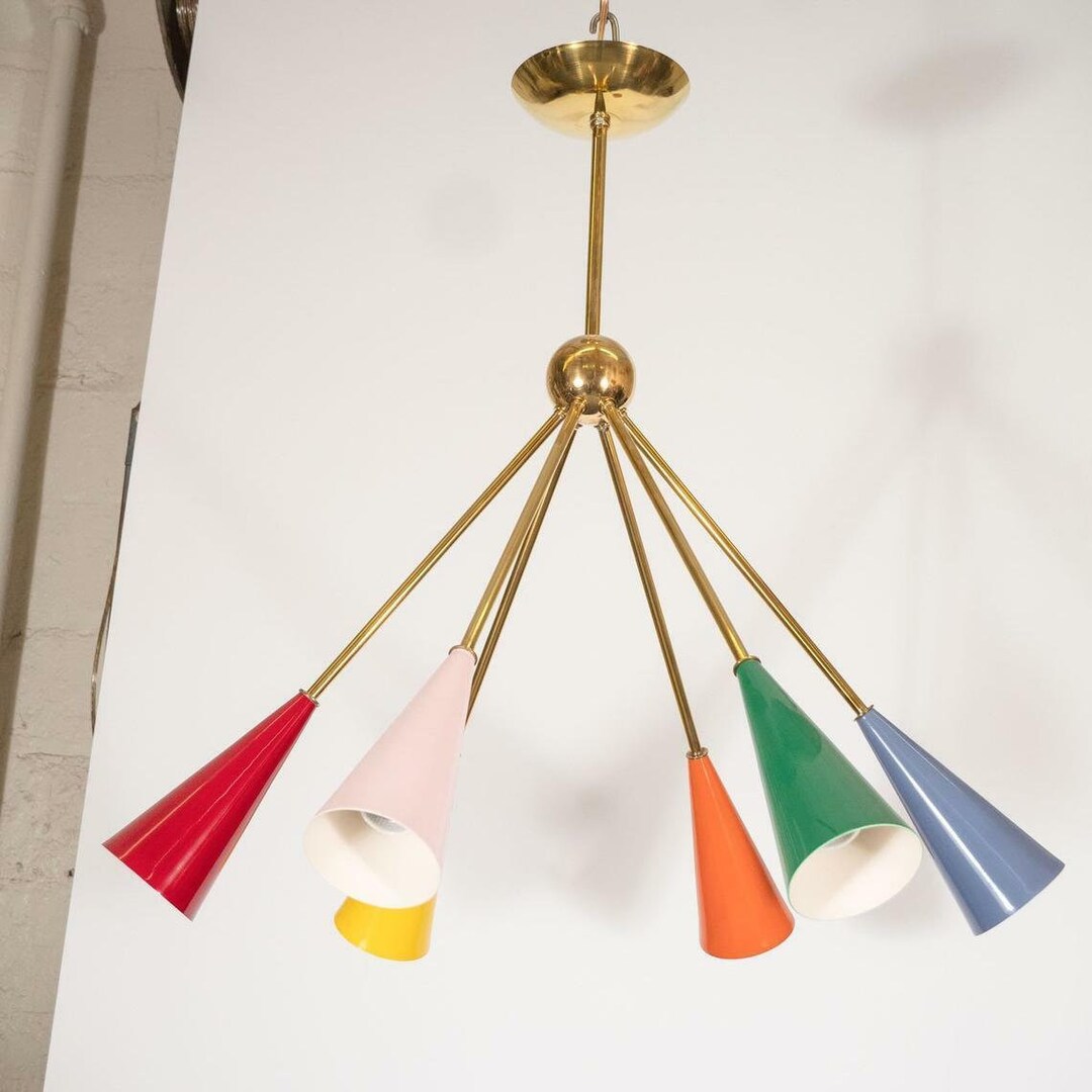 Large Italian Colorful Sputnik Chandelier Lamp Mid Century Stilnovo ...