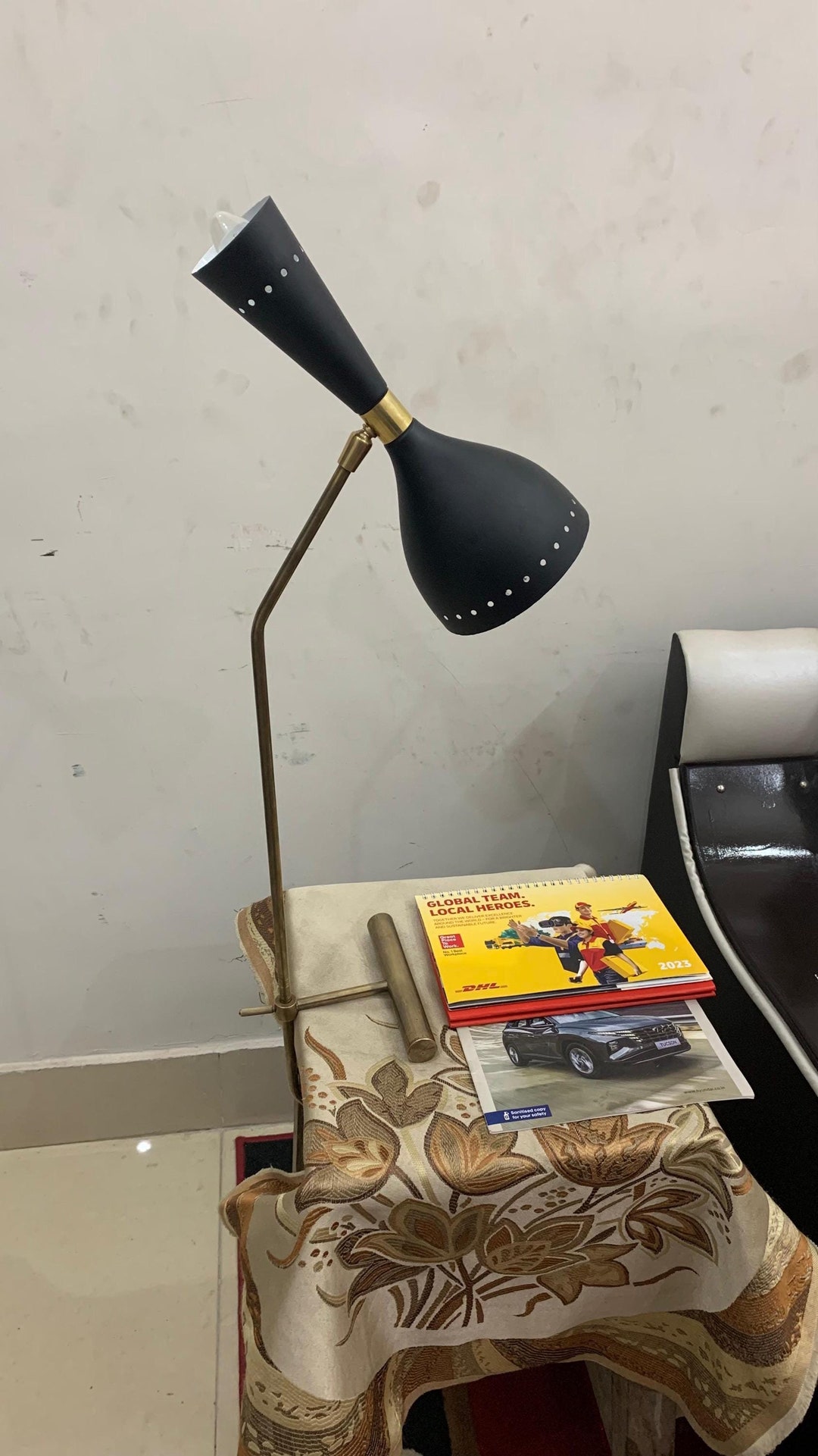 Handmade Brass Study Table Lamp Raw Brass Mid Century Sputnik Diabolo ...