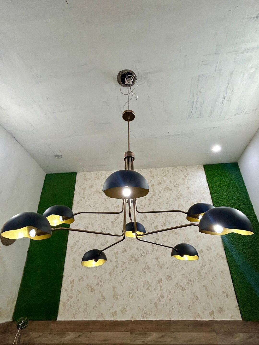 1950's Mid Century Modern Handmade Raw Brass Black Italian Ceiling ...