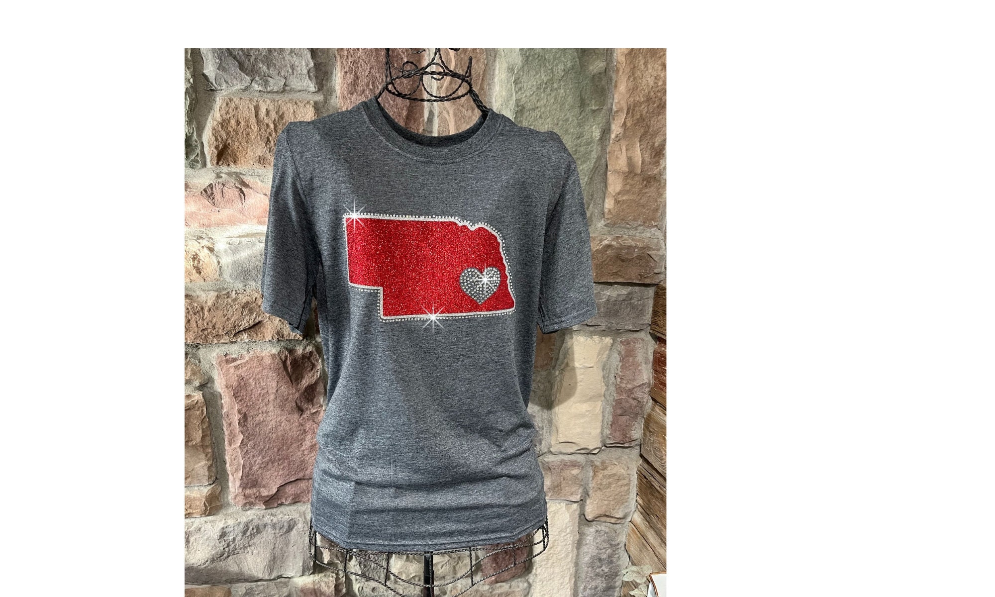 Nebraska State Rhinestone Shirt, State of Nebraska Rhinestone T-shirt ...