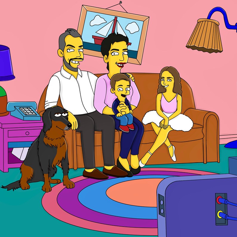 Simpsons Portrait, Simpsons Family Portrait, Custom Simpsons Portrait ...