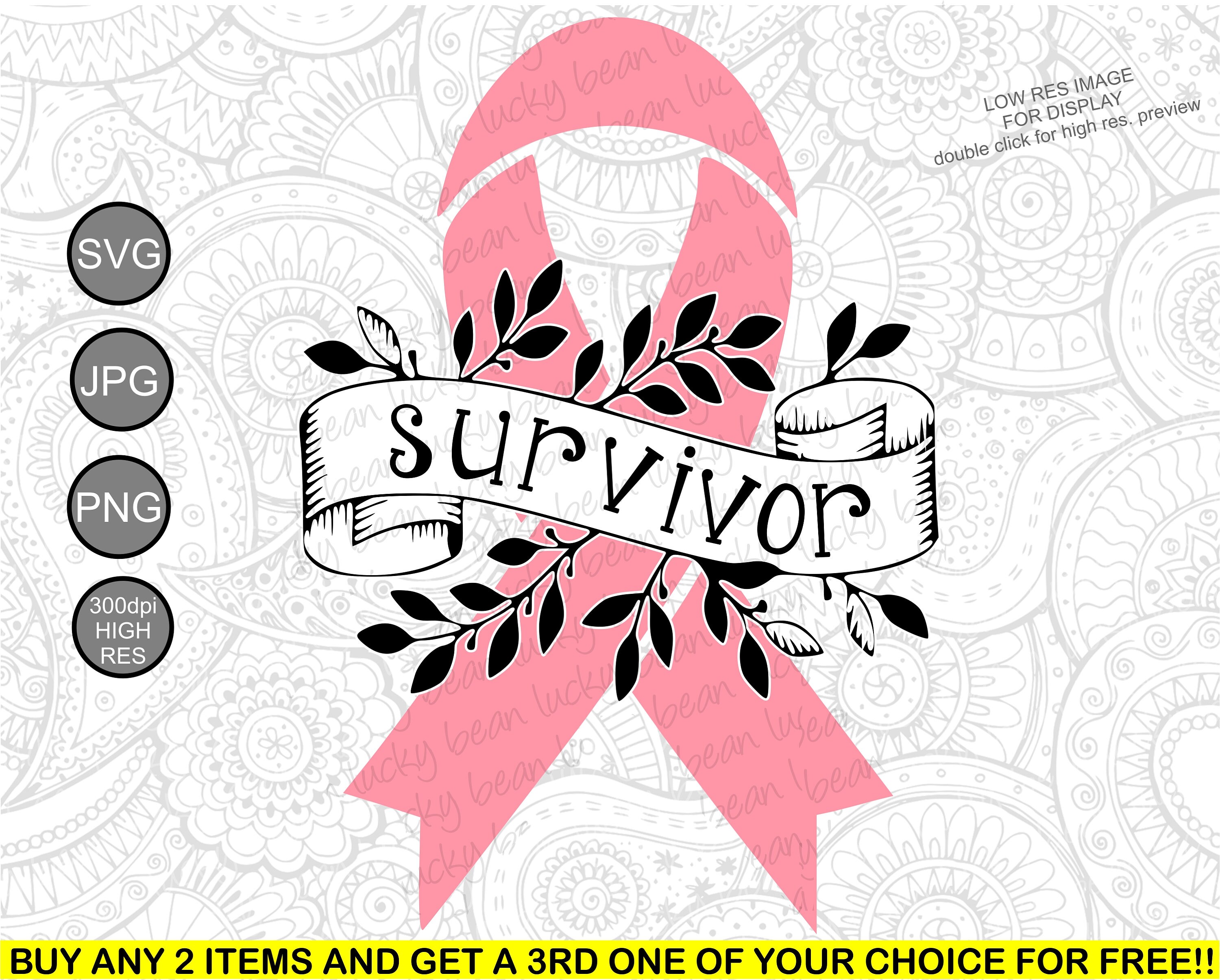 Breast cancer awareness ribbon svg. Cancer survivor vector | Etsy