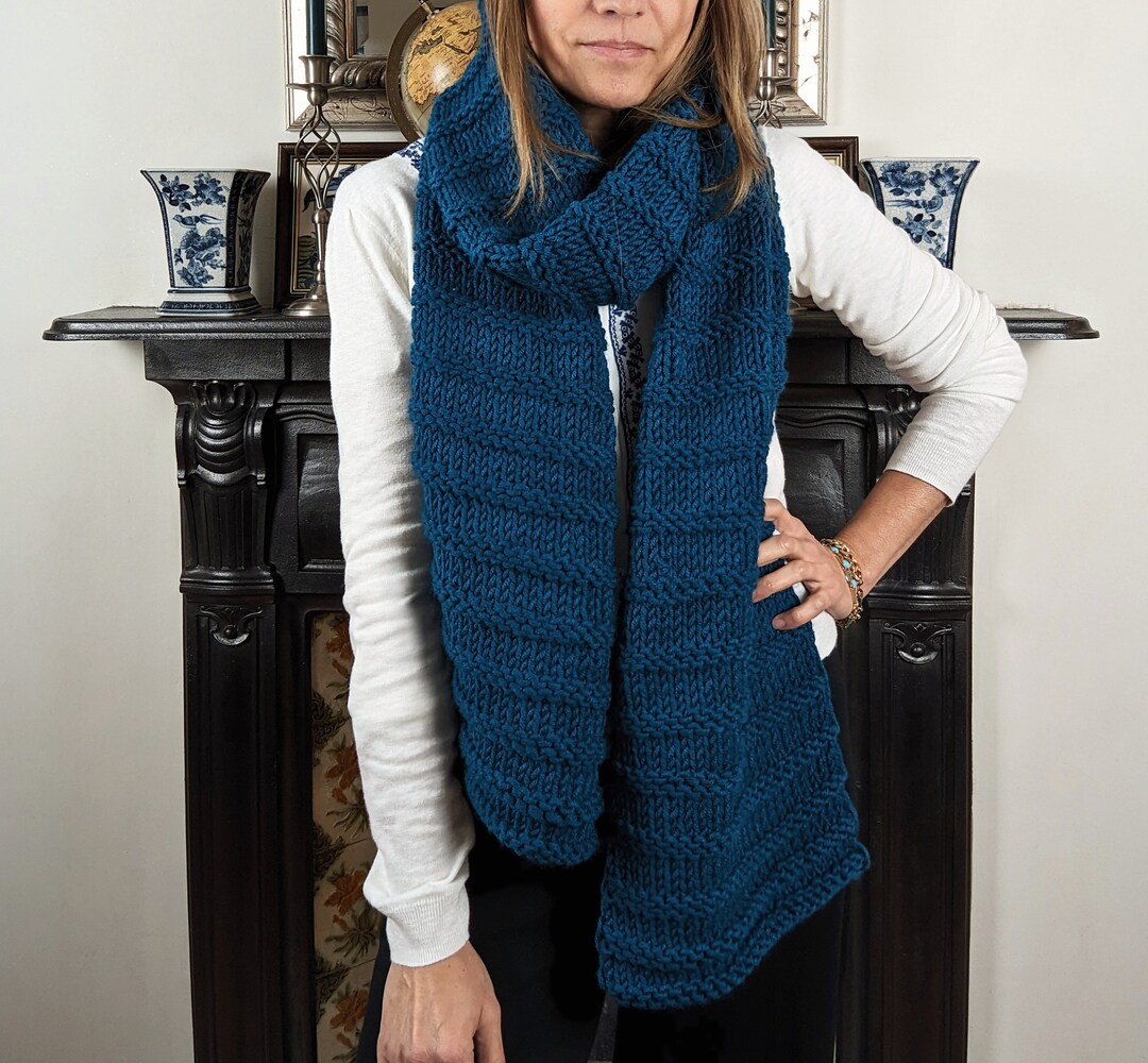 Hand Knitted Chunky Scarf - Etsy UK