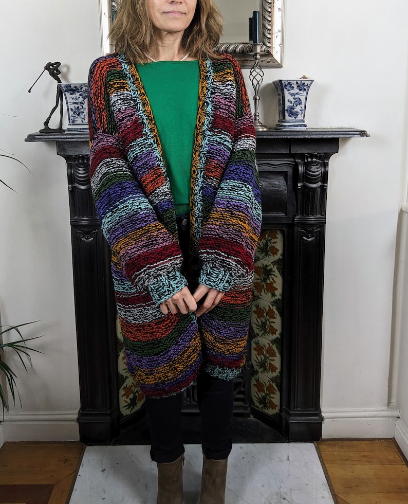 Hand Knitted Colorful Cardigan - Etsy