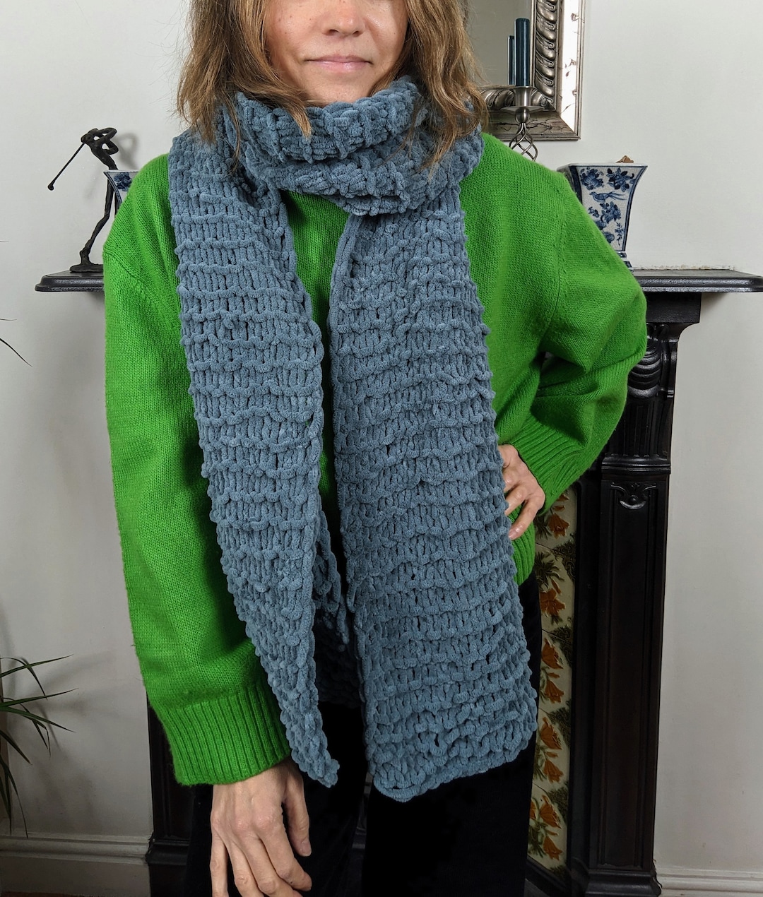 Hand Knitted Chunky Gray Scarf - Etsy