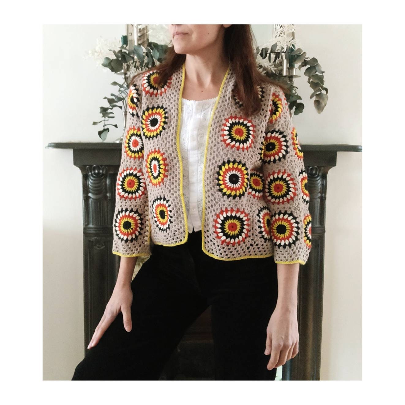 Hand Crocheted Granny Square Jacket/ Cardigan - Etsy