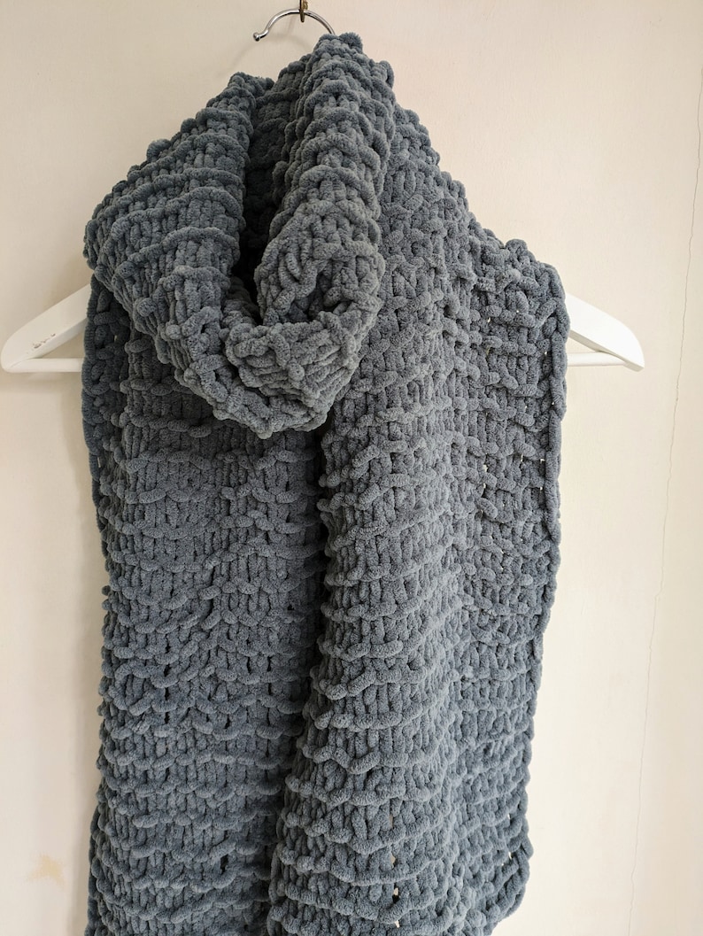 Hand Knitted Chunky Gray Scarf - Etsy
