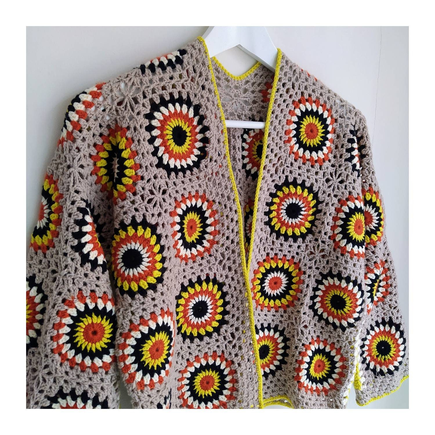 Hand Crocheted Granny Square Jacket/ Cardigan - Etsy