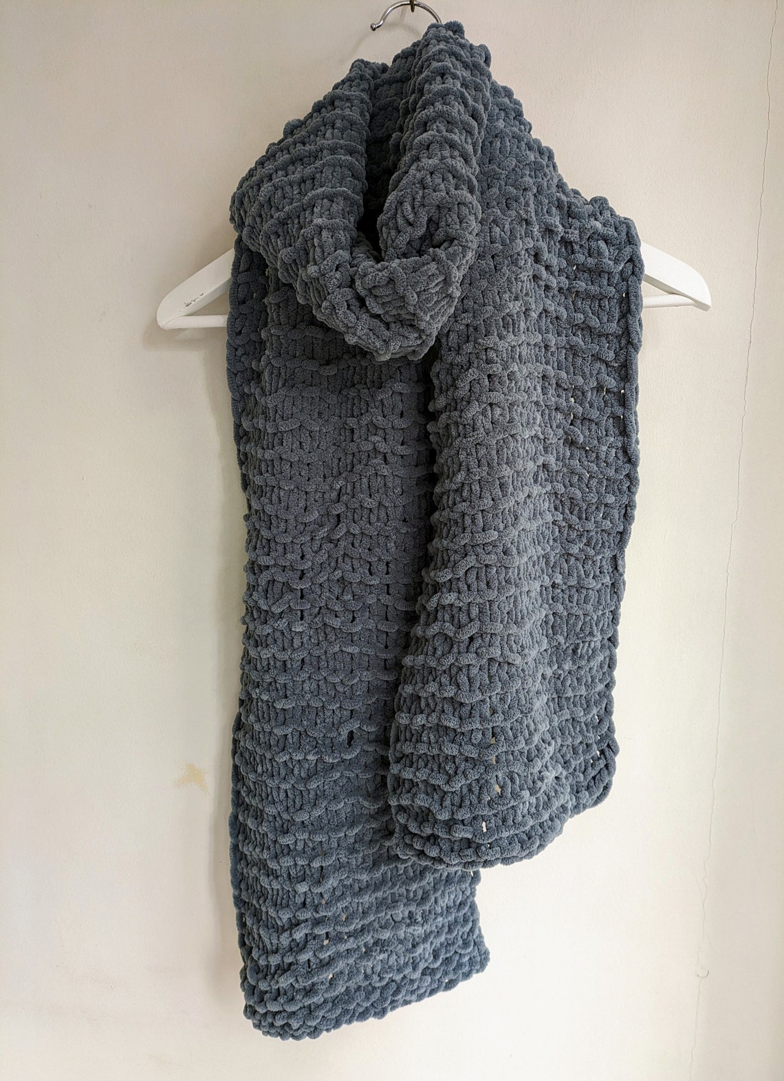 Hand Knitted Chunky Gray Scarf - Etsy