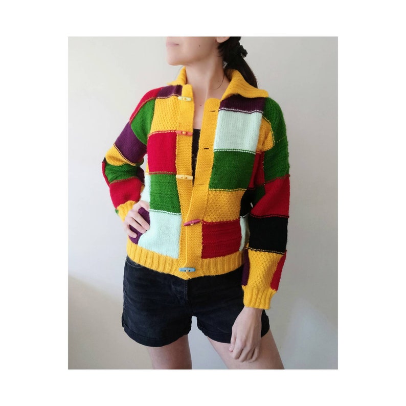 Hand Knitted Patchwork Cardigan - Etsy