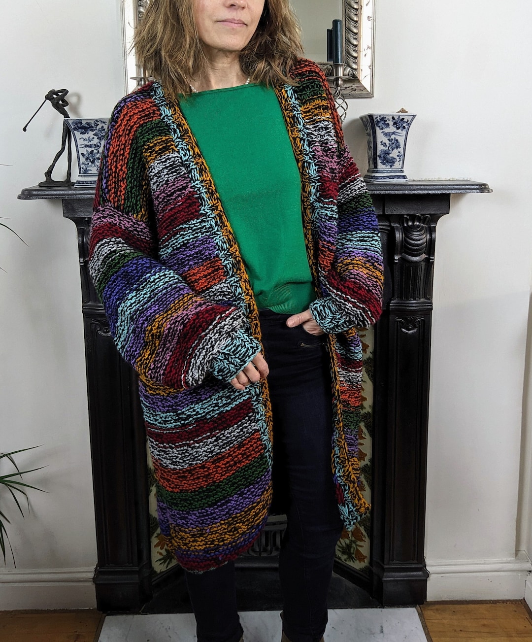 Hand Knitted Colorful Cardigan - Etsy