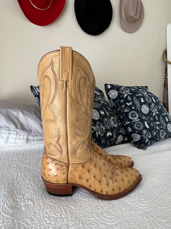 Vintage J. Chisholm Men’s Ostrich Cowboy boots 8.5D - Gem