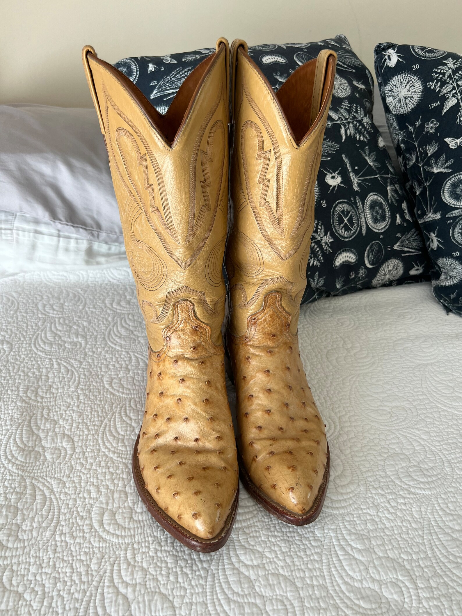 Vintage J. Chisholm Mens Ostrich Cowboy Boots 8.5D - Etsy