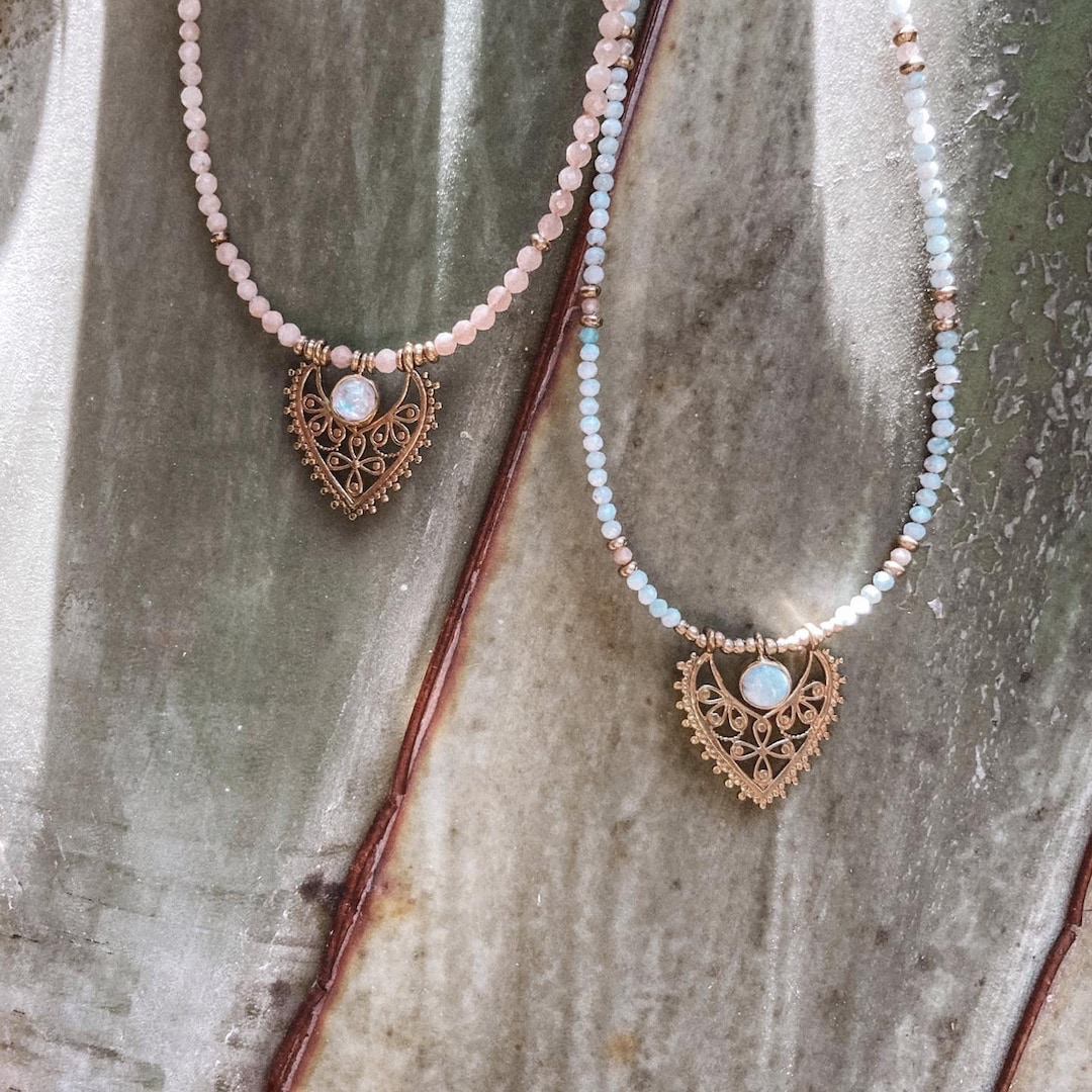 BALINESE JEWELLERY Larimar and Moonstone Necklace - Etsy