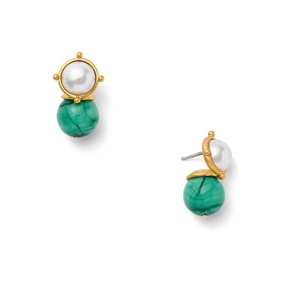 CC&Co by CATHERINE CANINO Malachit und Pearl Lady Ohrringe - Etsy.de