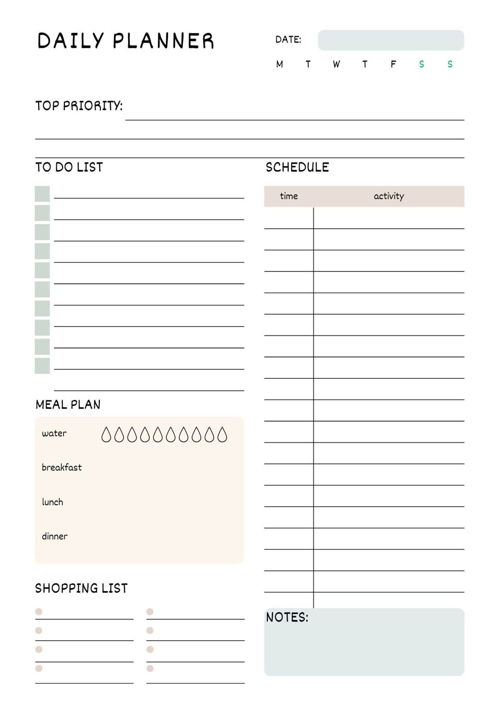 Daily Planner, Printable Planner, Daily Schedule, Instant Download ...