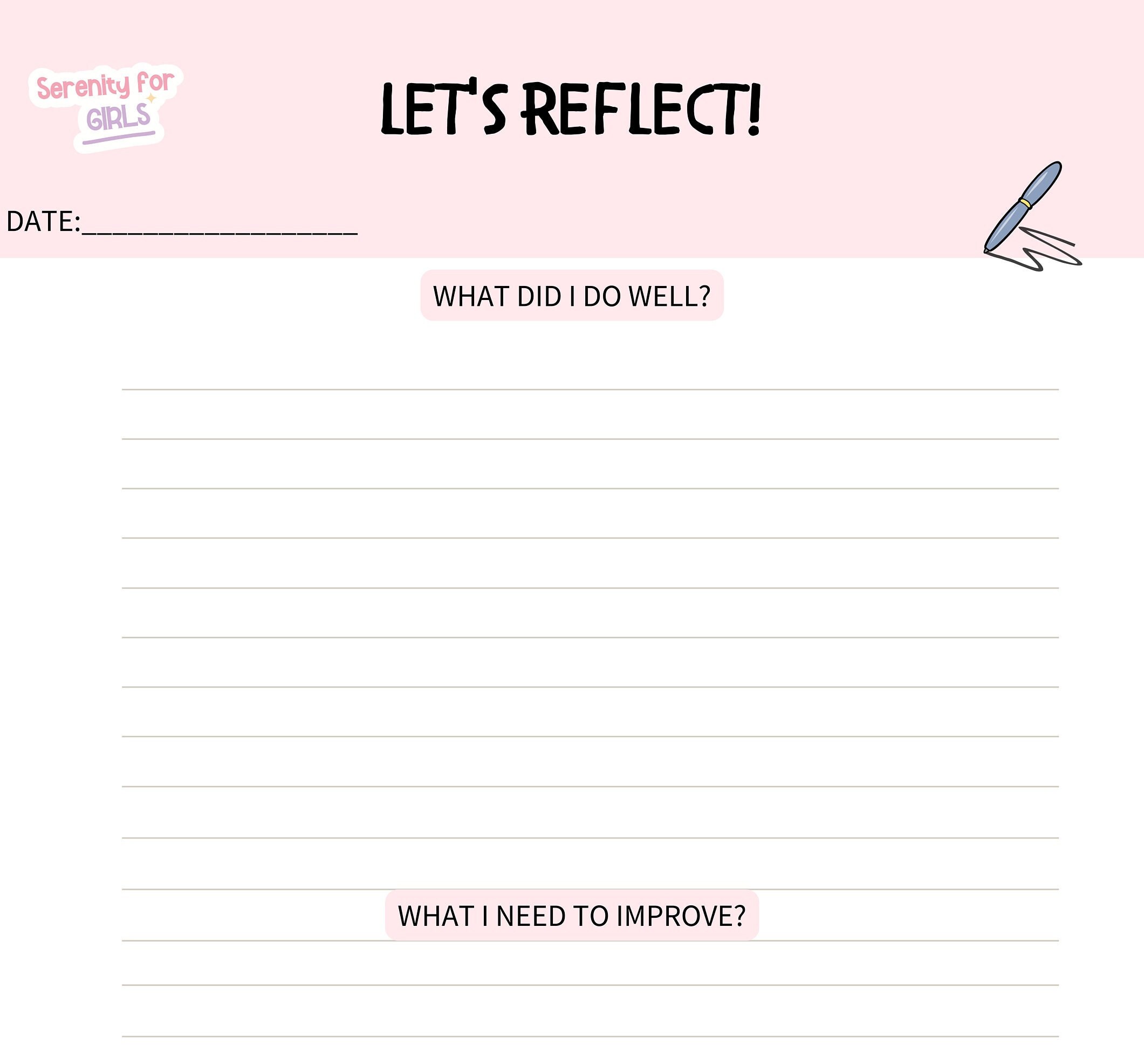 Kids Reflection Worksheet | Reflection Downloads | Downloads for Kids | Positive Self-talk for ...
