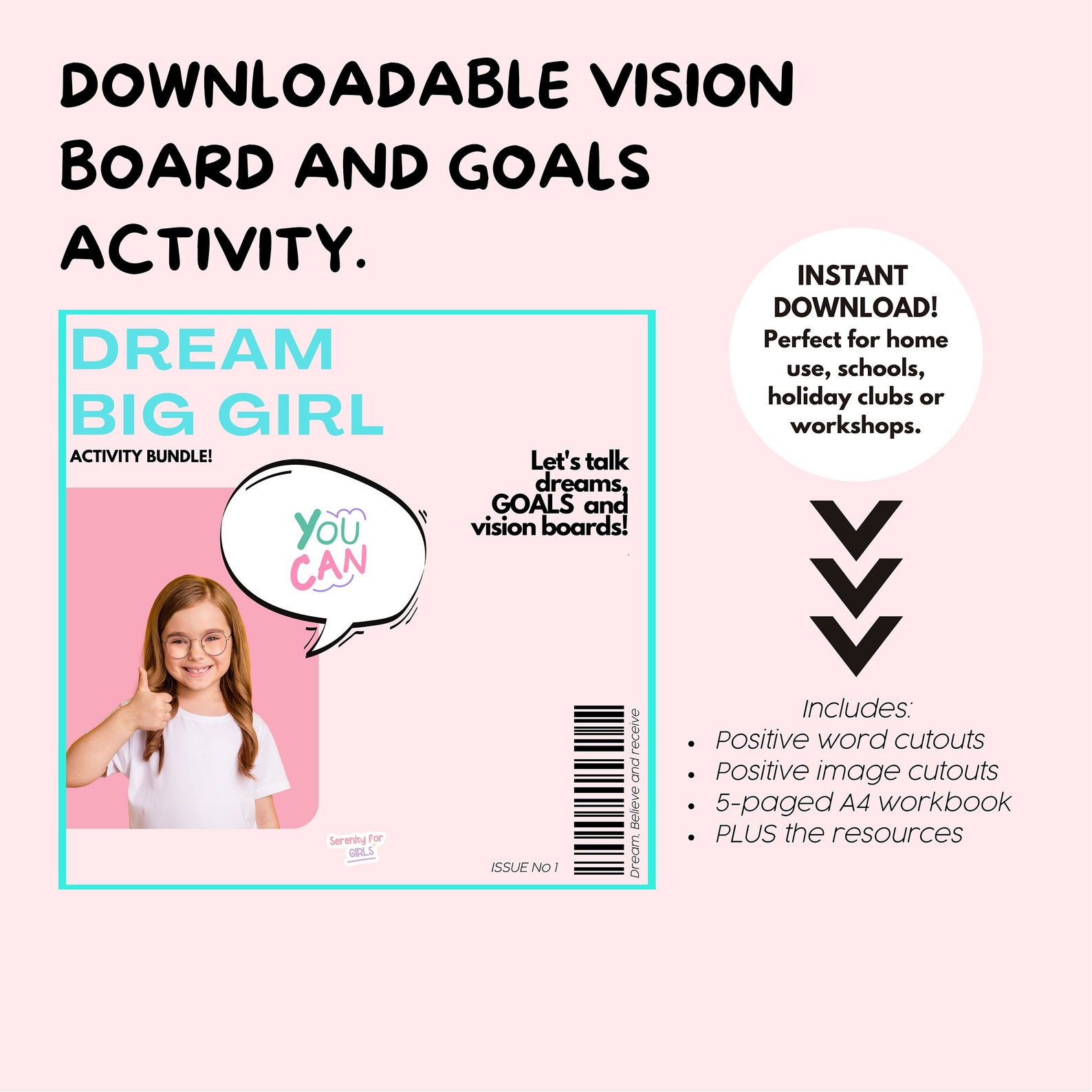 Girls Vision Board Kit | Girls Goal Kit |tween Girls Worksheets | Goal ...