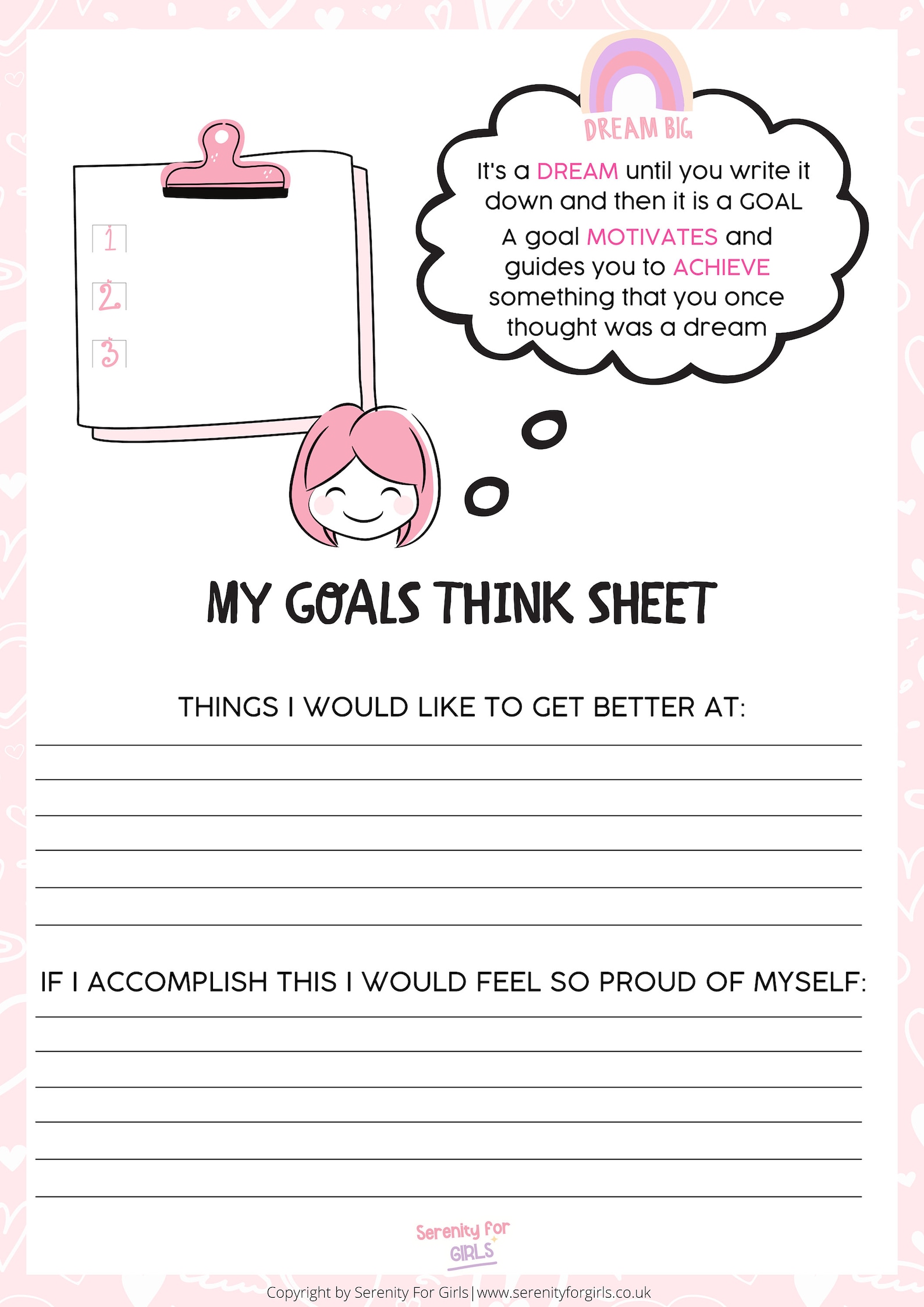 Girls Vision Board Kit | Girls Goal Kit |tween Girls Worksheets | Goal ...