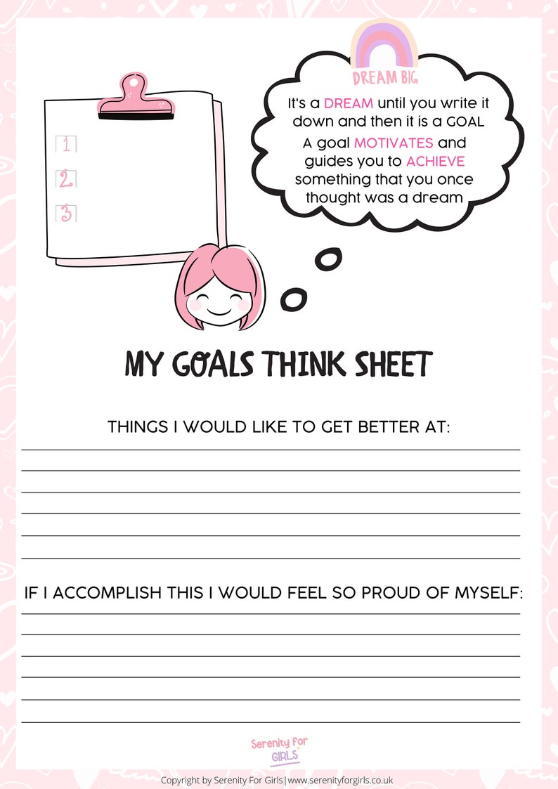 Girls Vision Board Kit | Girls Goal Kit |tween Girls Worksheets | Goal ...