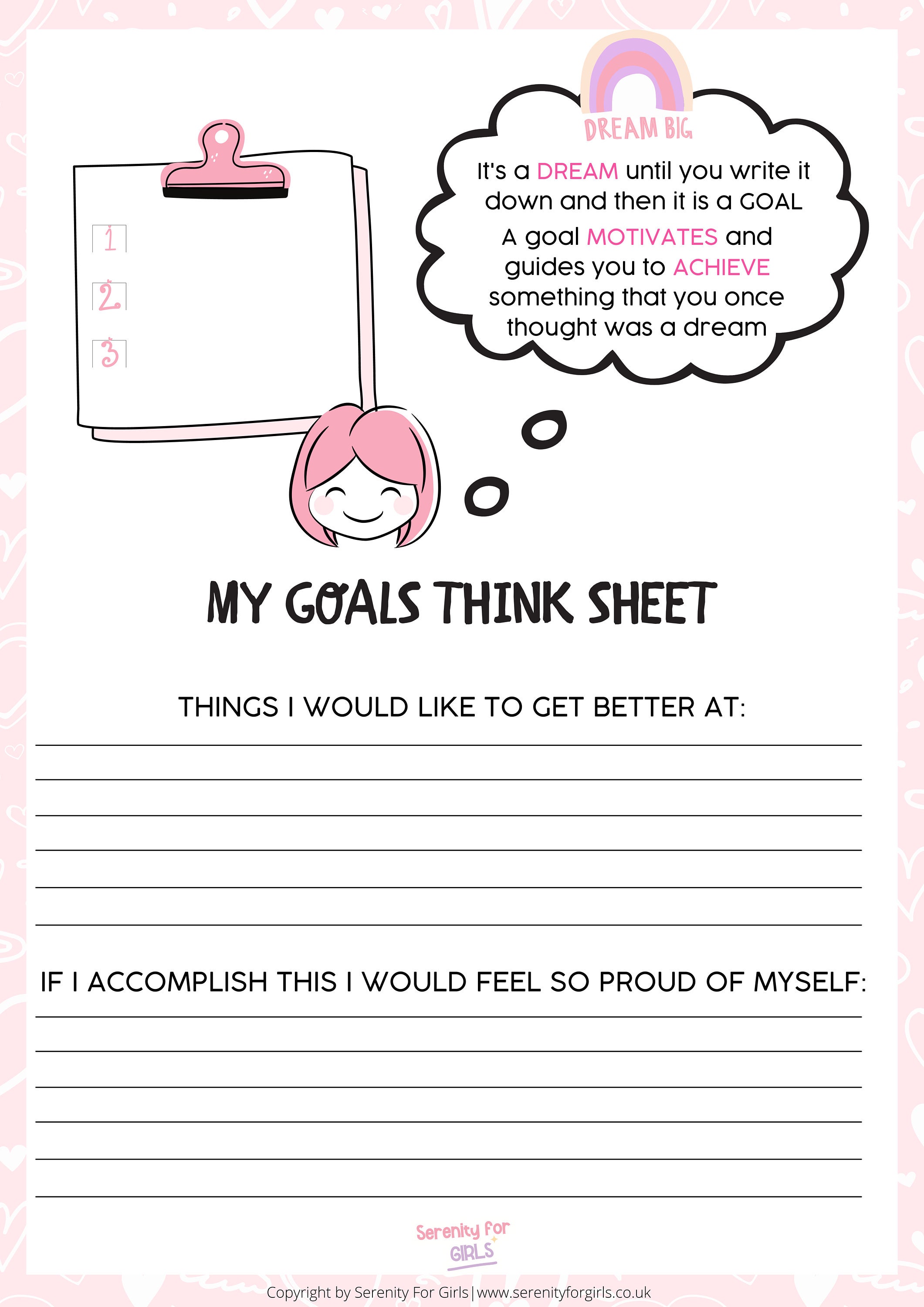 Girls Vision Board Kit | Girls Goal Kit |tween Girls Worksheets | Goal ...