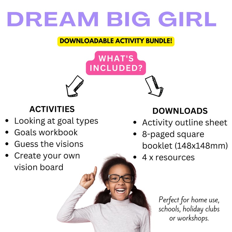 Girls Vision Board Kit | Girls Goal Kit |tween Girls Worksheets | Goal ...