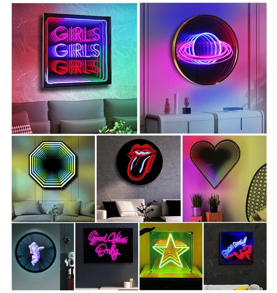 Multicolor Neon Infinity Mirror Neon Sign Art Neon Sign Bedroom Neon ...