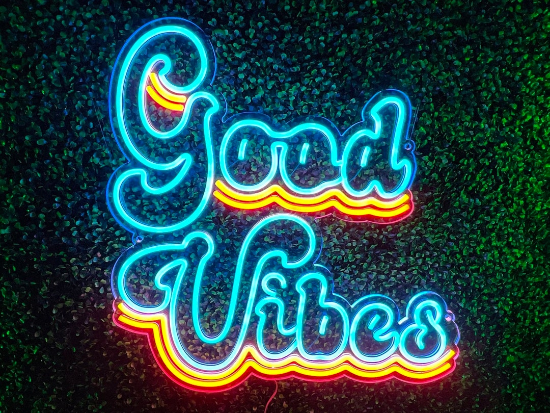 Good Vibes Neon Sign - 70's Home Decor - Custom Neon Sign for Your Den ...