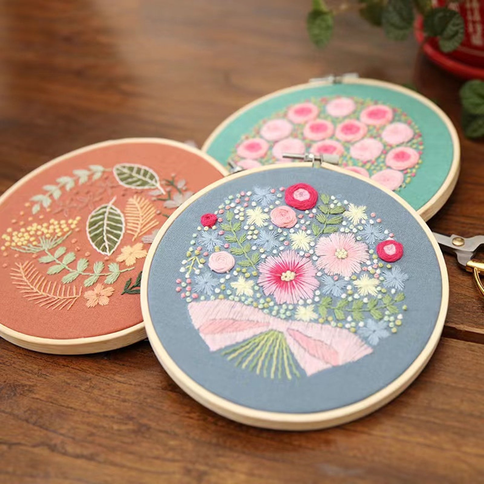3 Set Embroidery Kits for Beginner | Modern Embroidery Kit With Pattern ...