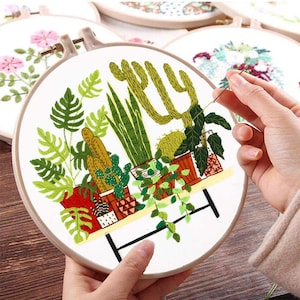 Plant Embroidery Kit for Beginner | Modern Embroidery Kit With Pattern ...